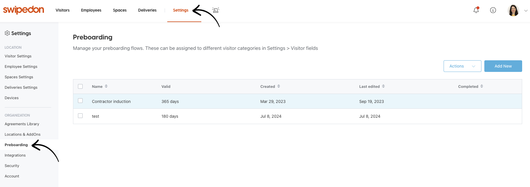 How to export completed preboarding flows